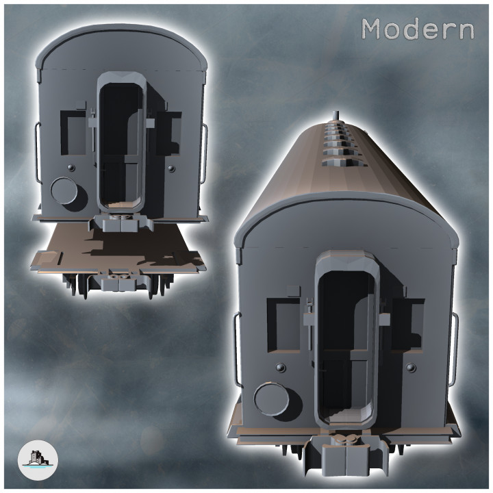 3D Printable Steam train 2-4-4 with passenger car (1) - Modern WW2 WW1 ...