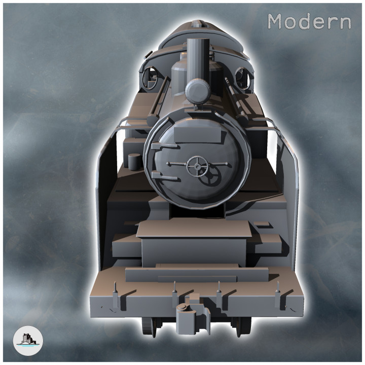 3D Printable Steam train 2-4-4 with passenger car (1) - Modern WW2 WW1 ...