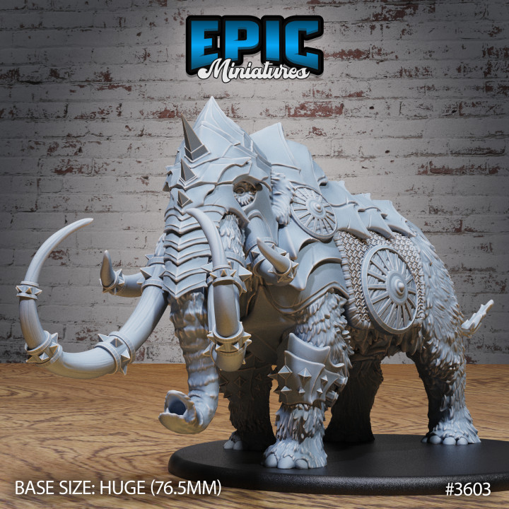 3D Printable Mammoth Mount Team / Arctic Elephant / Tusked Ice Beast ...
