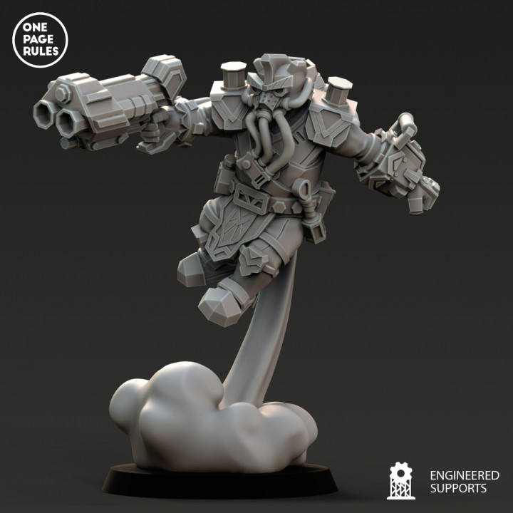 3D Printable Dwarf Champion (Jetpack) - Dwarf Guilds by One Page Rules