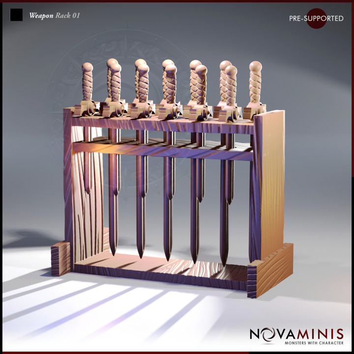 3D Printable Weapon Rack 01 by NOVAMINIS