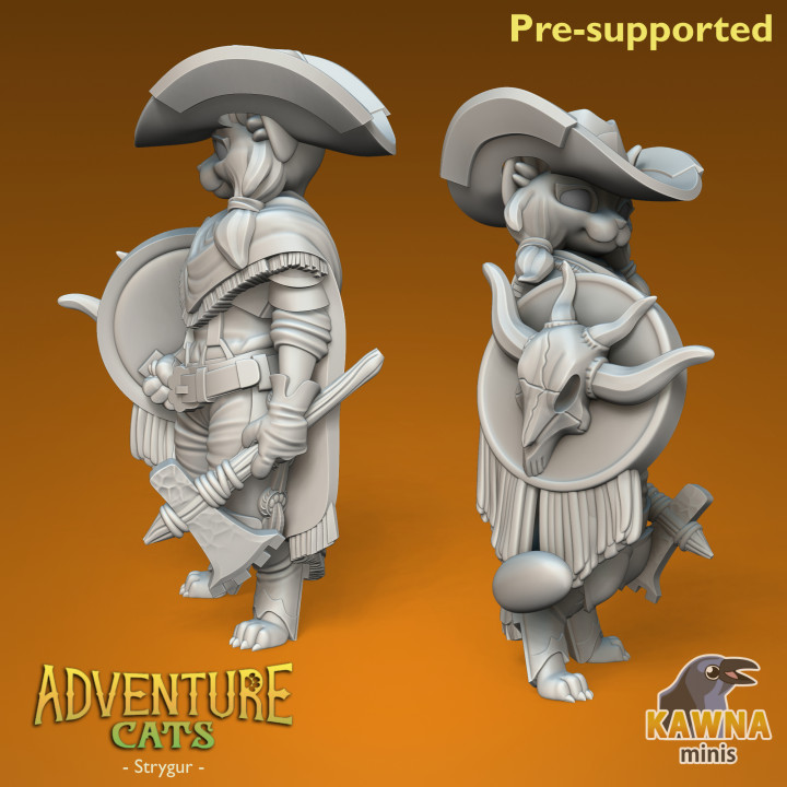 3D Printable Strygur paladin Cat - Female by Kawna Minis