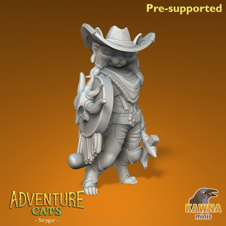 3D Printable Strygur paladin Cat - Female by Kawna Minis