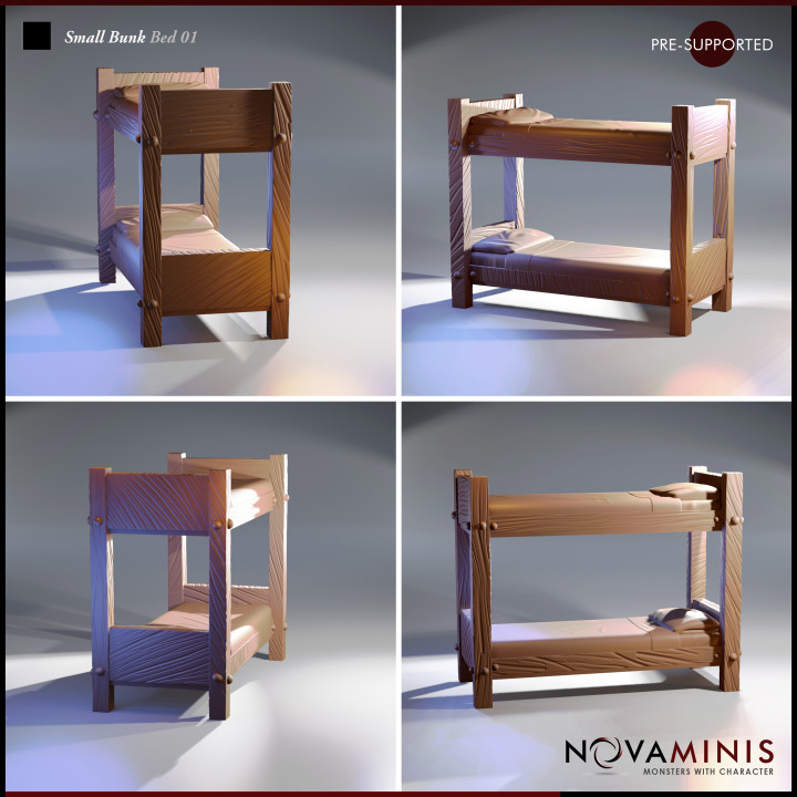 3D Printable Small Bunk Bed 01 by NovaMinis