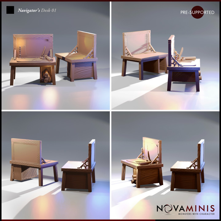 3D Printable Navigator's Desk 01 by NovaMinis