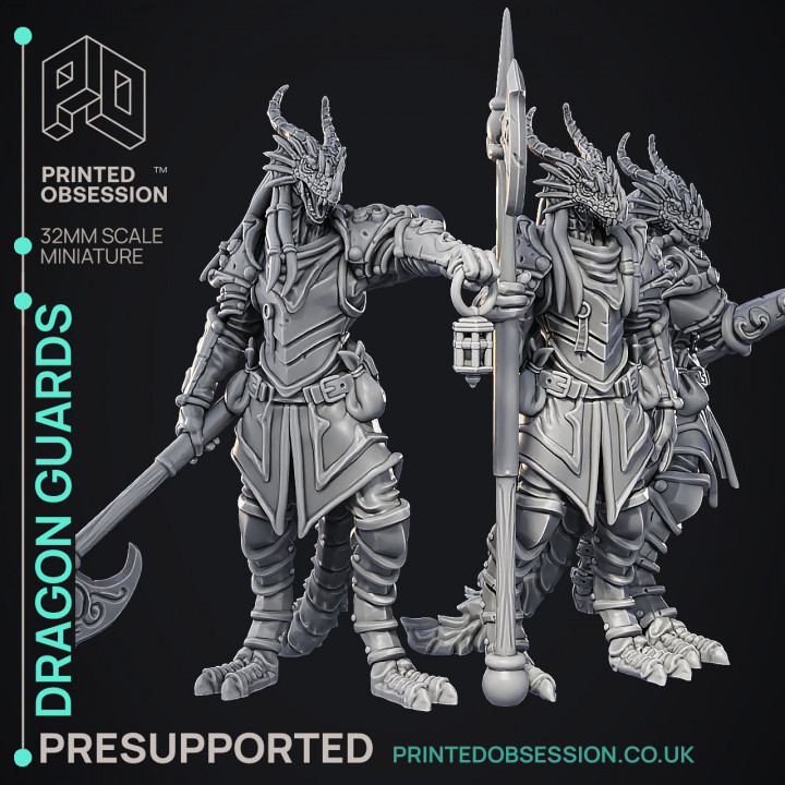 3D Printable Dragonborn Guards - 3 Models - PRESUPPORTED - Illustrated ...