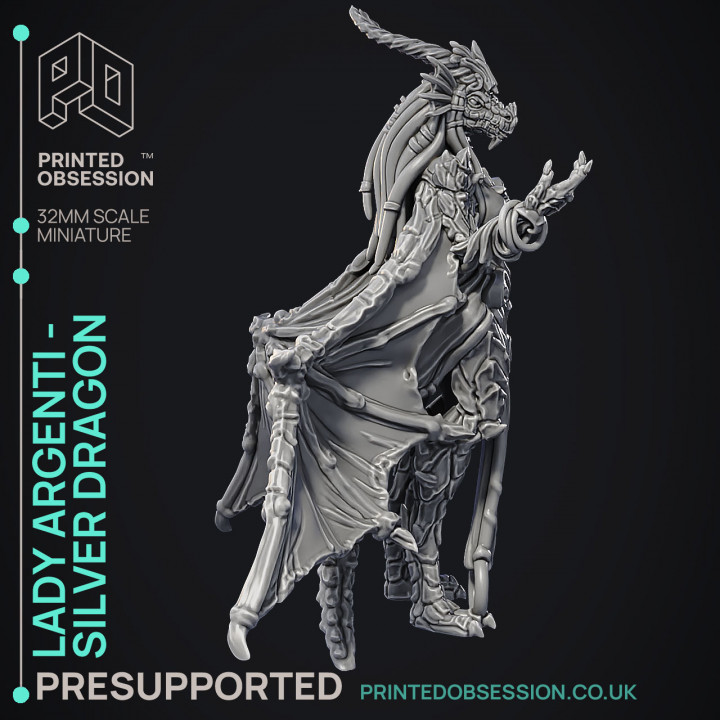 3D Printable Lady Argenti - Female Silver Dragon Humanoid Form ...