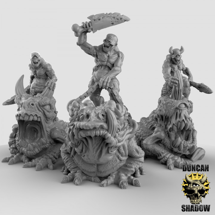 3D Printable Demons riding Plague Toads (pre supported) by Duncan Shadow