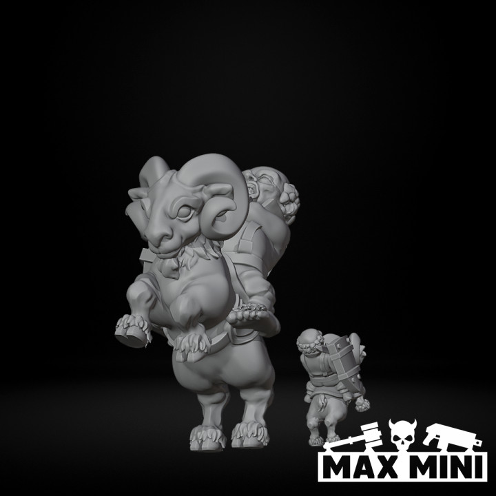 3D Printable Halfling Goat Rider Warriors by Max Mini