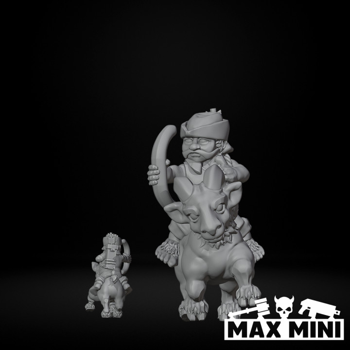3D Printable Halfling Goat Rider Archers by Max Mini