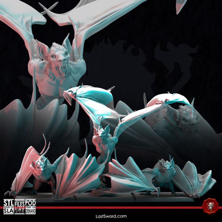3D Printable Great Bats by LastSword Miniatures