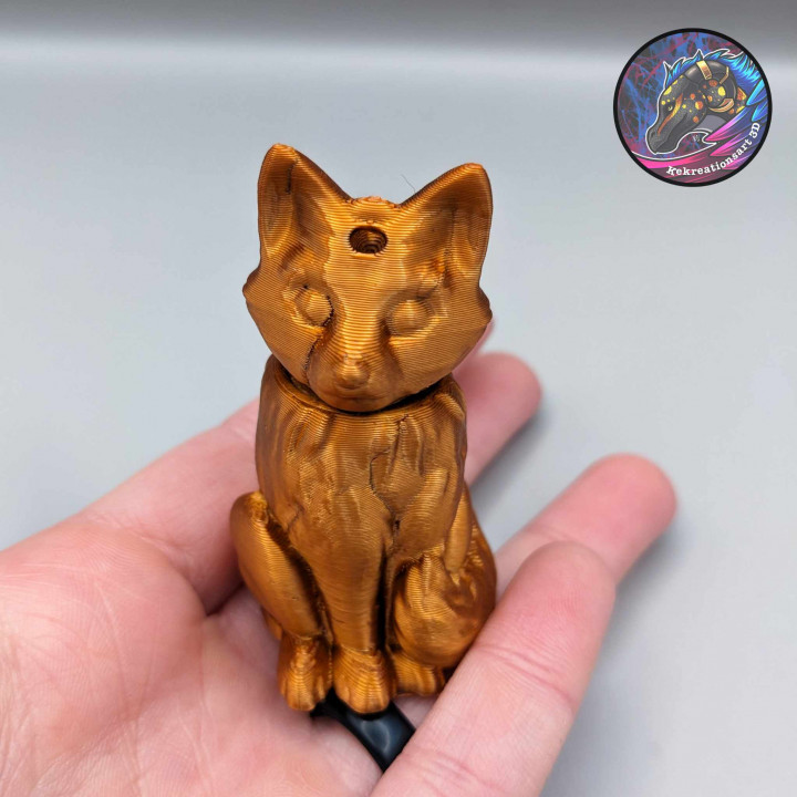 3D Printable Fox Keychain Container by Kirsten M