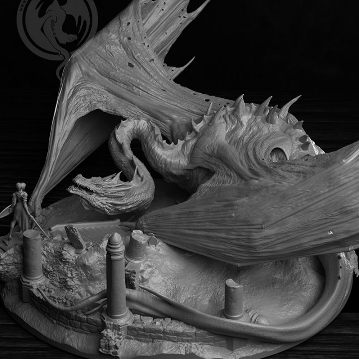 3D Printable Alghan The Catacomb Dragon 32mm Scale by Karol