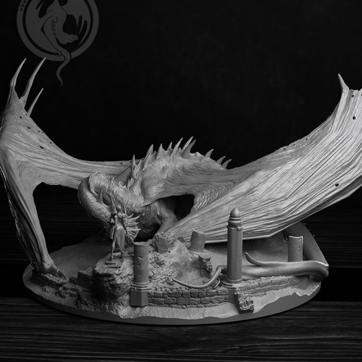 3D Printable Alghan The Catacomb Dragon 32mm Scale by Karol