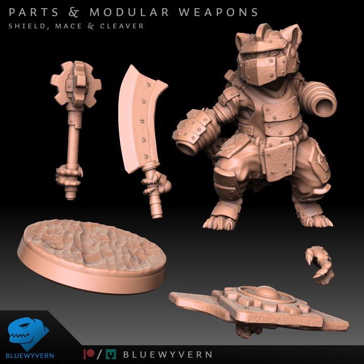 3D Printable Scrap Rakuns - Bashers (Modular) by BlueWyvern