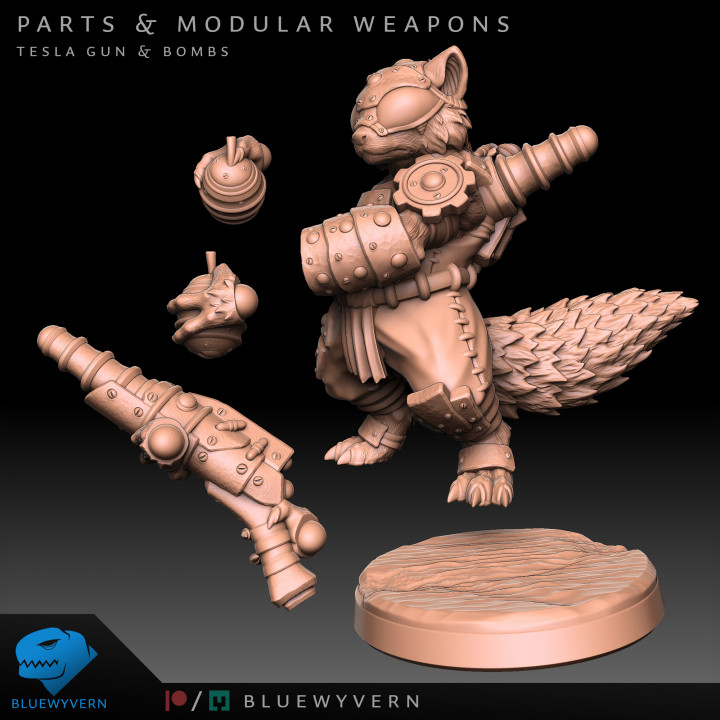 3D Printable Scrap Rakuns - Tesla Gunner A (Modular) by BlueWyvern
