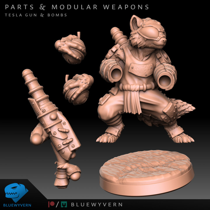 3D Printable Scrap Rakuns - Tesla Gunner B (Modular) by BlueWyvern