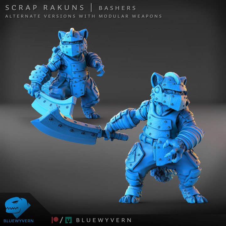 3D Printable Scrap Rakuns - Complete Set A (Modular) by BlueWyvern