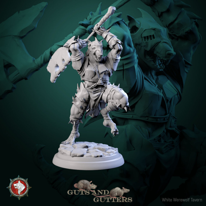 3D Printable Mutant rat mount set 6 miniatures 32mm pre-supported by ...