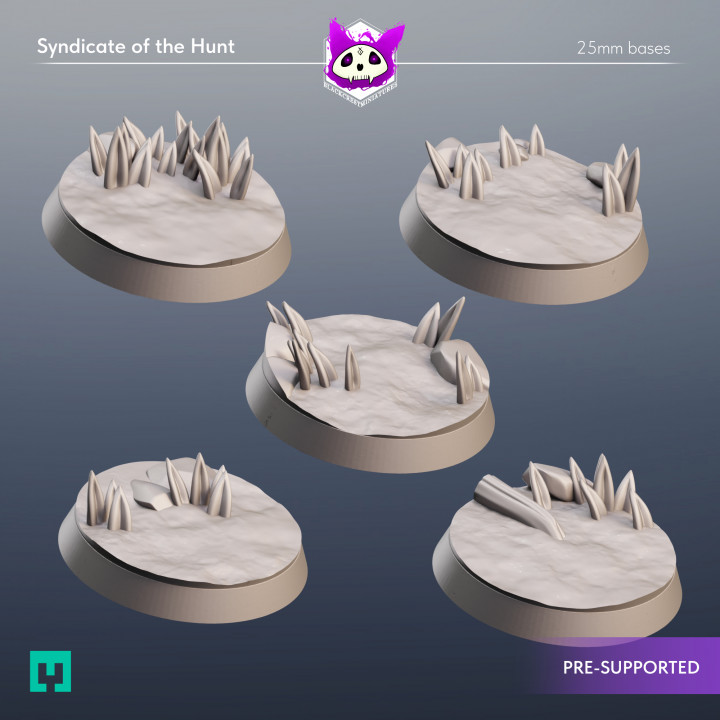 3D Printable Syndicate of the Hunt | Forest Bases by Blackcrest Miniatures