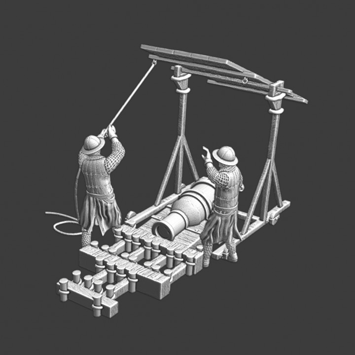 3D Printable Medieval Bombard diorama with bombard and cover by ...