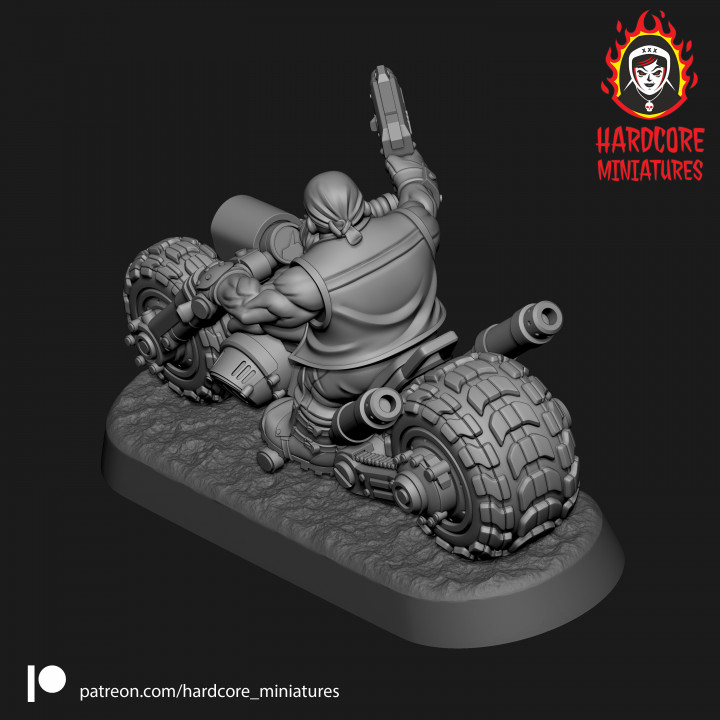 3D Printable Space Dwarf Biker #1 by Hardcore Miniatures