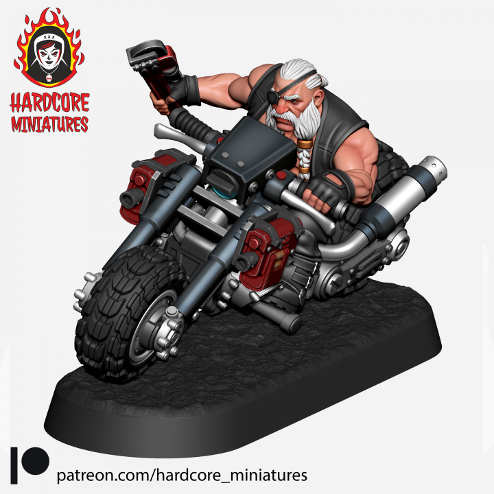 3D Printable Space Dwarf Biker #5 by Hardcore Miniatures