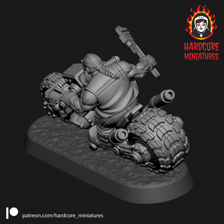 3D Printable Space Dwarf Biker #5 by Hardcore Miniatures