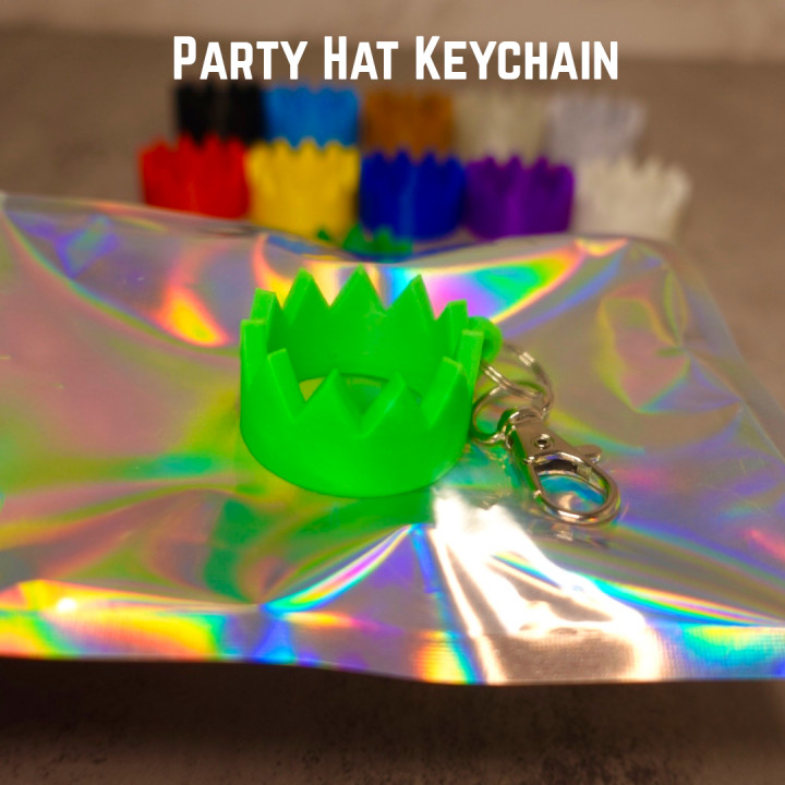 3D Printable Party Hat Keychain by MysticMesh3D