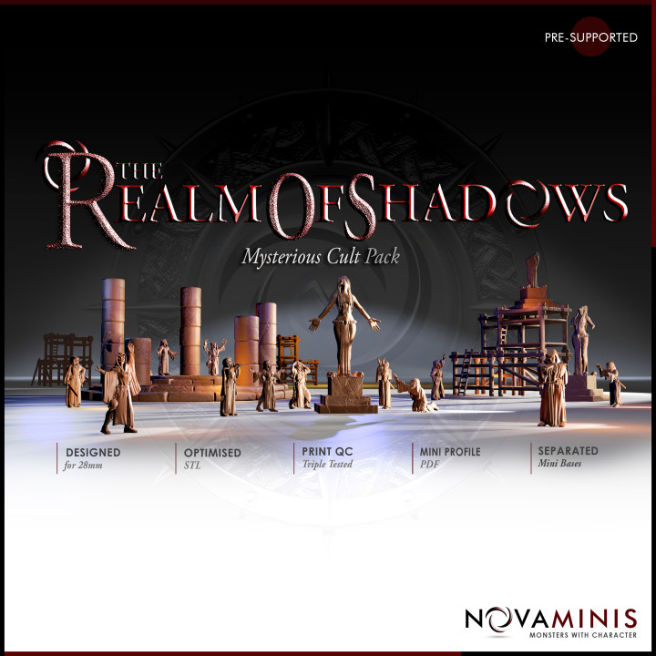 3D Printable Realm of Shadows: Mysterious Cult [Pack] by NovaMinis