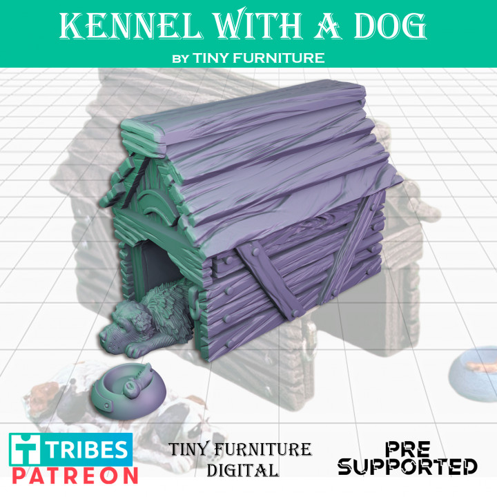 3D Printable Kennel with a dog by Tiny Furniture