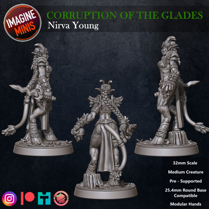 3D Printable Corruption Of The Glades 3 - Nirva, Young by Imagine Minis