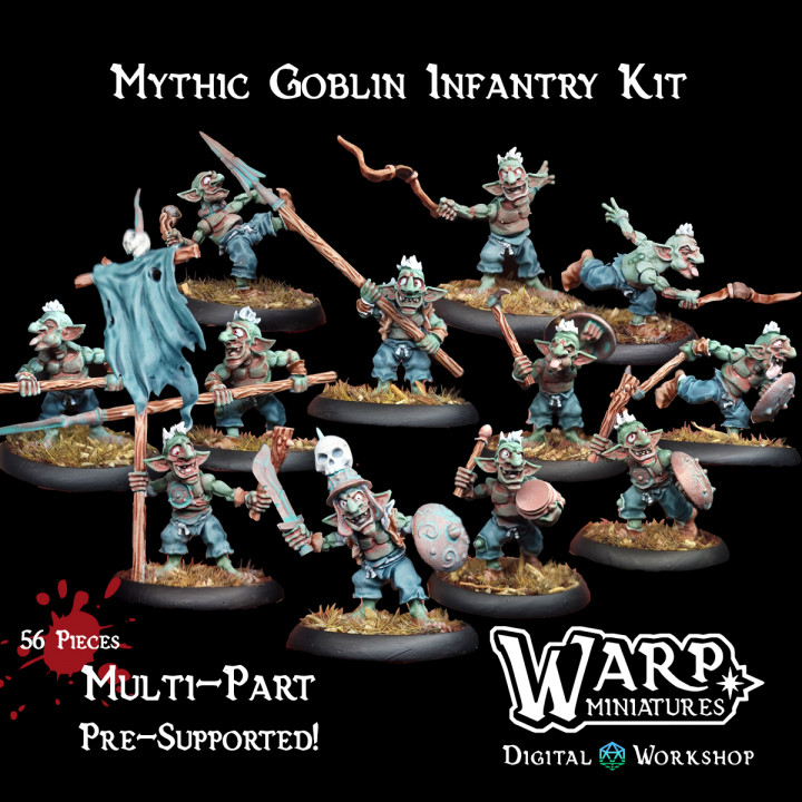 3D Printable Mythic Goblin Infantry Kit by Warp Miniatures