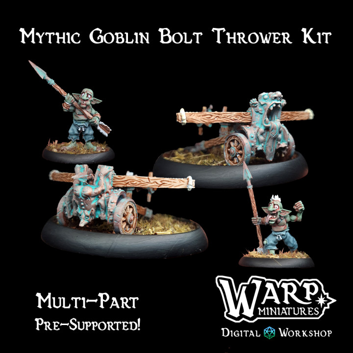 3D Printable Mythic Goblin Bolt Thrower Kit by Warp Miniatures