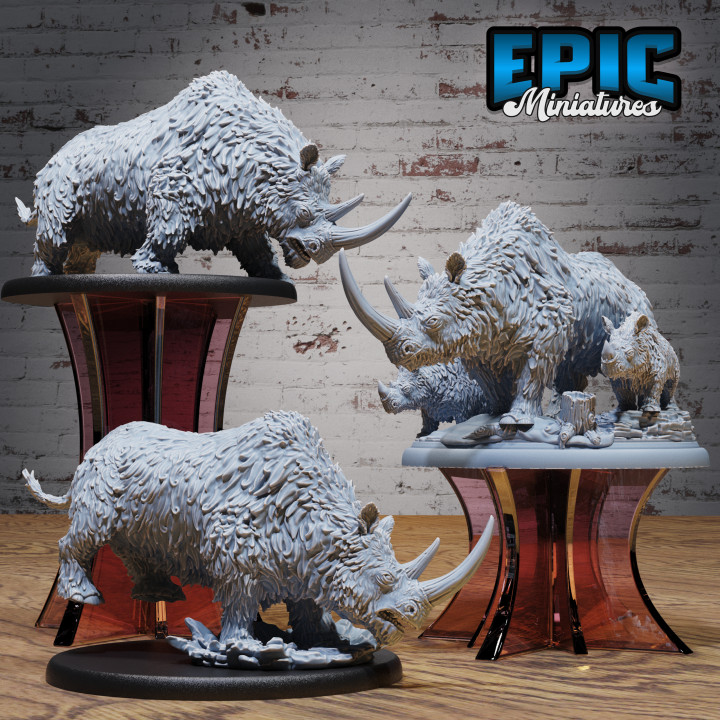 3D Printable Woolly Rhino Set / Rhinocero / Arctic Beast / Horned Snow ...