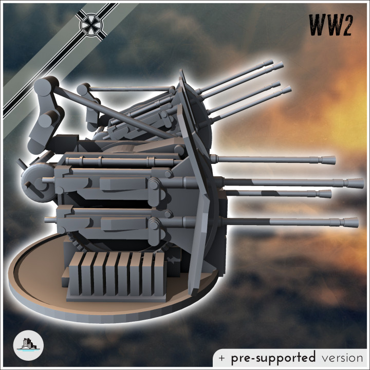 3D Printable 20mm quadruple Flak Flakvierling 38 anti-air gun - Germany ...