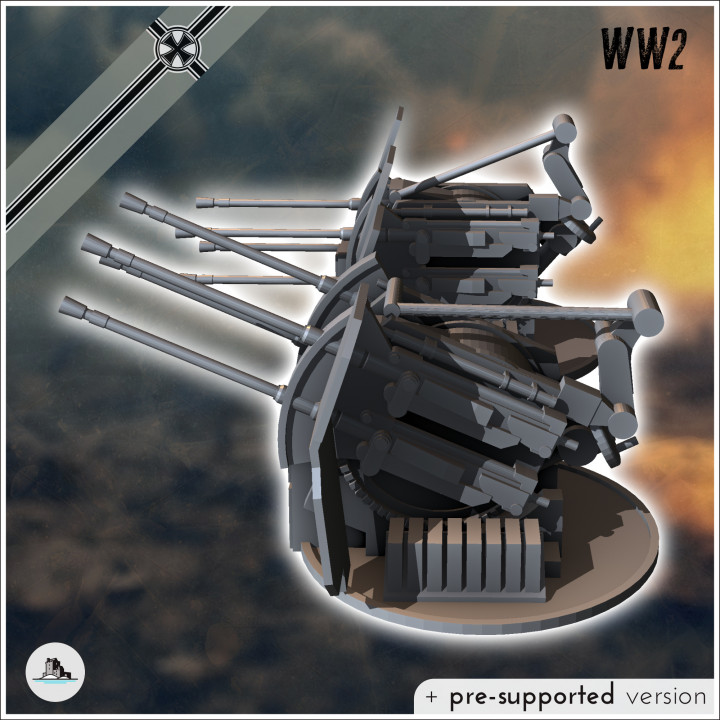 3D Printable 20mm quadruple Flak Flakvierling 38 anti-air gun - Germany ...