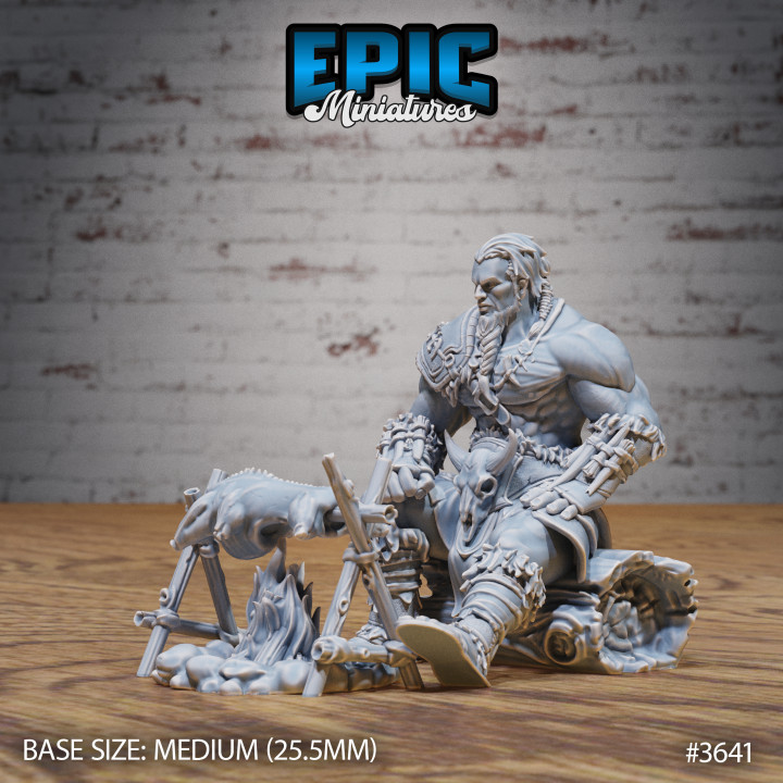 3D Printable Barbarian Tribe Male Resting / Arctic Warrior / Frozen ...