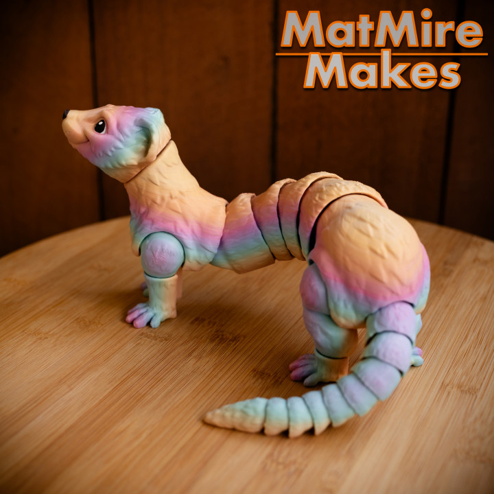 3D Printable Ferret, Articulated fidget, Print-In-Place Body, Snap-Fit ...