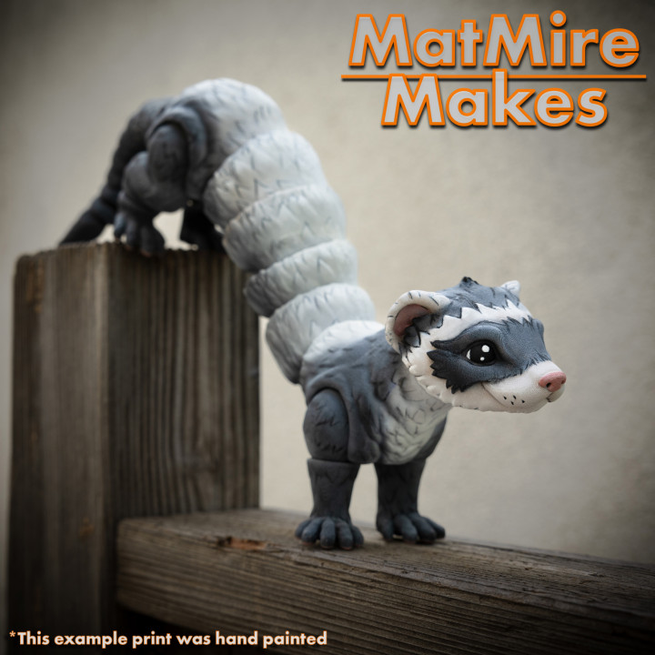 3D Printable Ferret, Articulated fidget, Print-In-Place Body, Snap-Fit ...