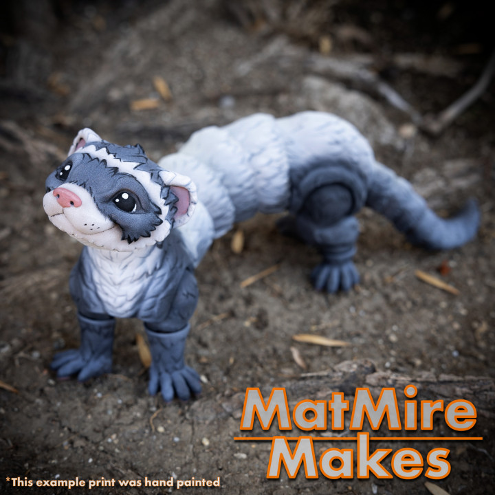 3D Printable Ferret, Articulated fidget, Print-In-Place Body, Snap-Fit ...
