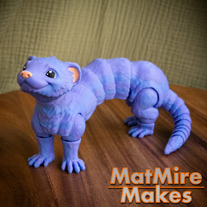3D Printable Ferret, Articulated fidget, Print-In-Place Body, Snap-Fit ...