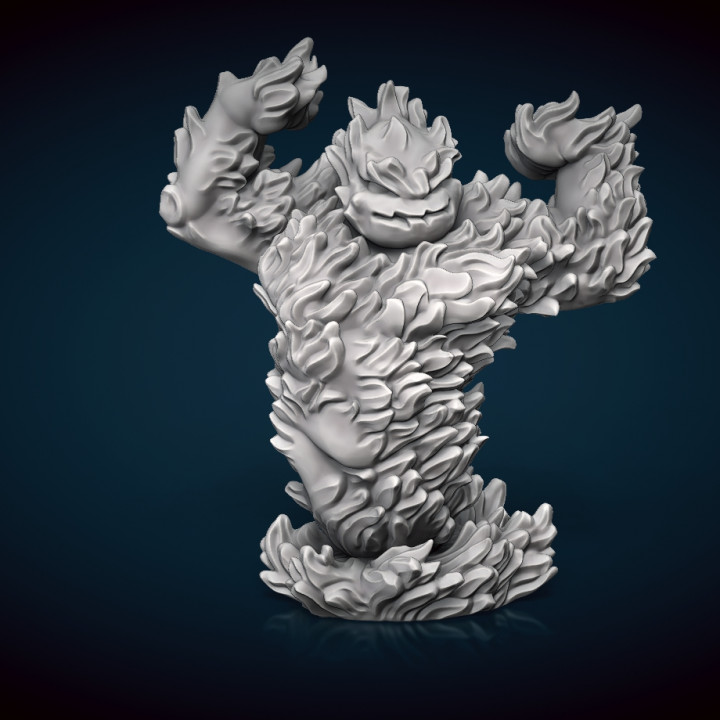 3D Printable Strong Fire Elemental Miniature by Stonehaven Miniatures