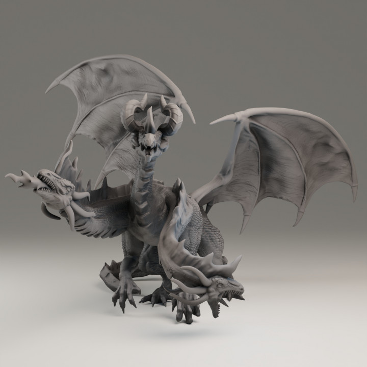 3D Printable Azhdaha Three-headed (4 inch/100 mm base) by 2moronic ...