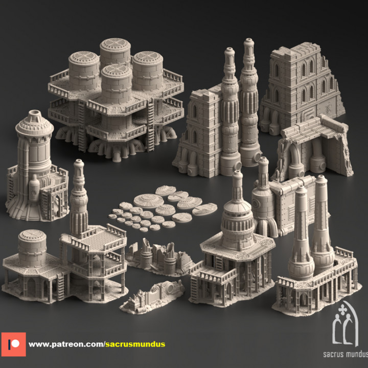 3D Printable Damochles, Industrial Ruins by Sacrusmundus