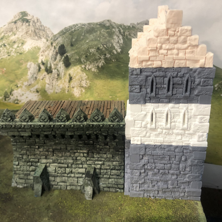 3D Printable ARX RENOVATUR Expansion: Citadel Wall End Tower by GameScape3D