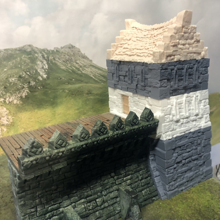 3D Printable ARX RENOVATUR Expansion: Citadel Wall End Tower by GameScape3D