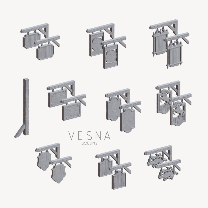 3D Printable HANGING SIGNS PACK 2 by VESNA SCULPTS