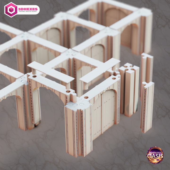 3D Printable Monumental Modular Temple Set by 3DHexes