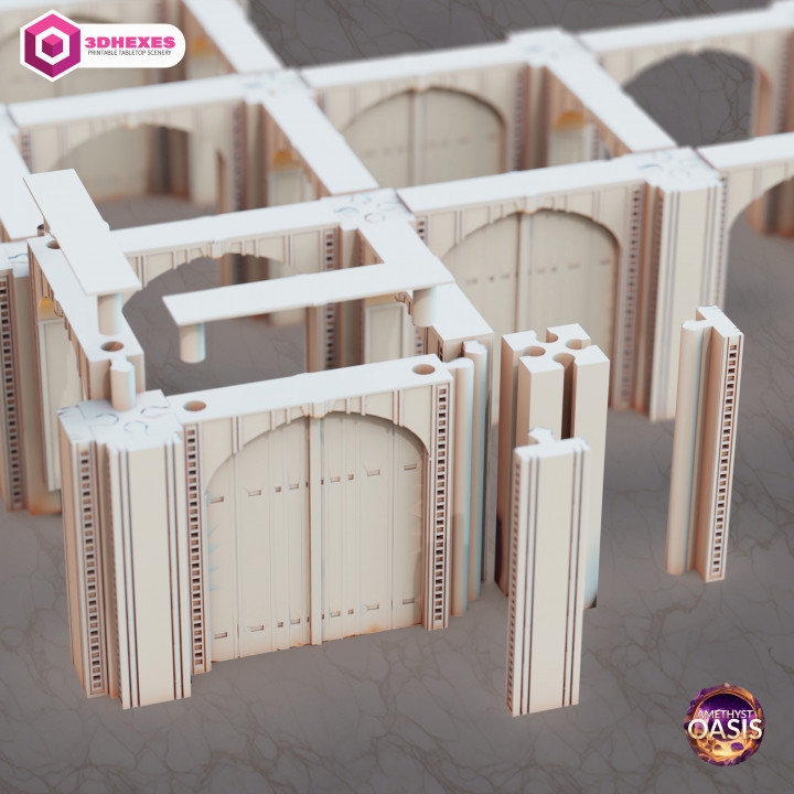 3D Printable Monumental Modular Temple Set by 3DHexes
